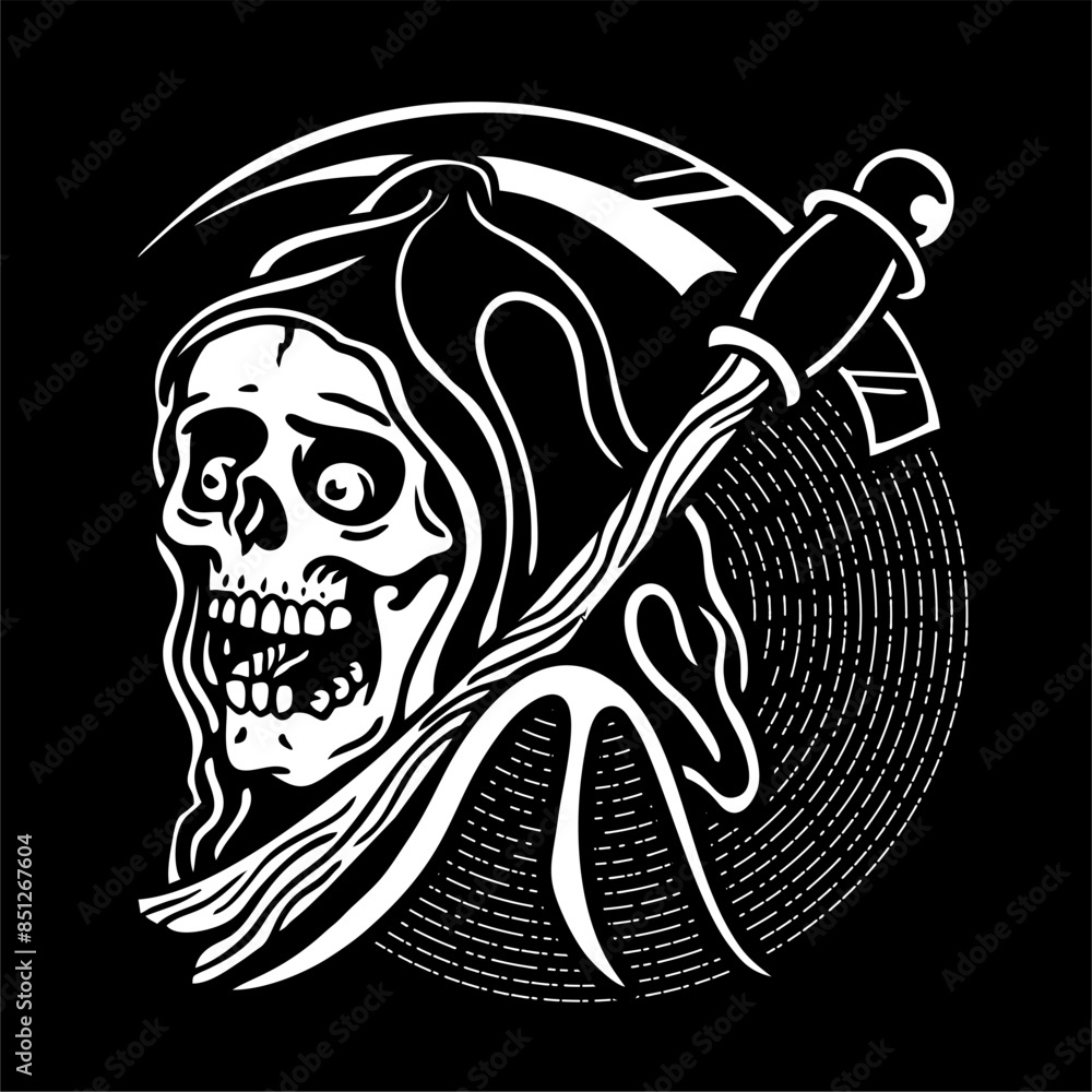 Vetor de vector illustration tracing artwork of a grim reaper death ...