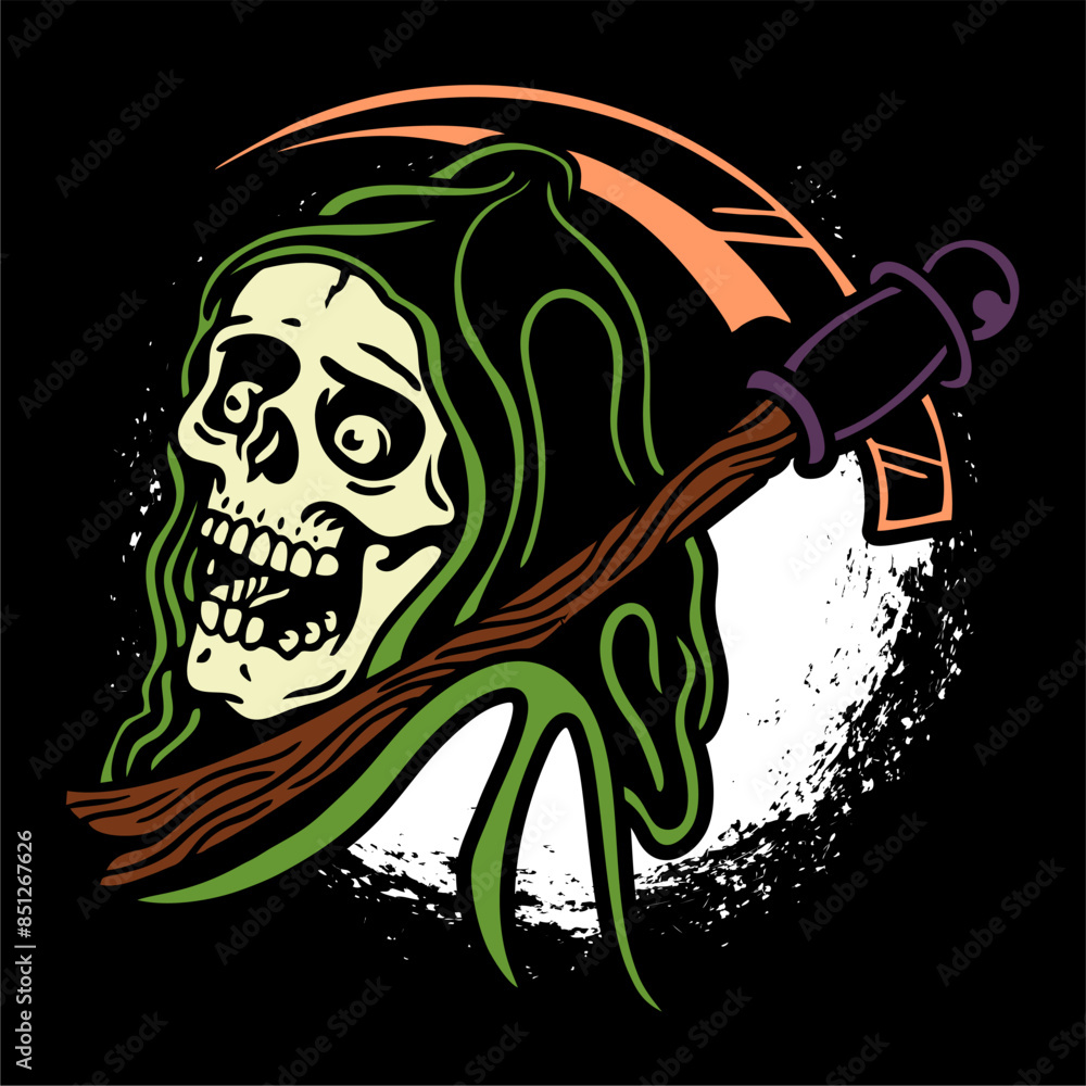 vector illustration tracing artwork of a grim reaper death calling ...