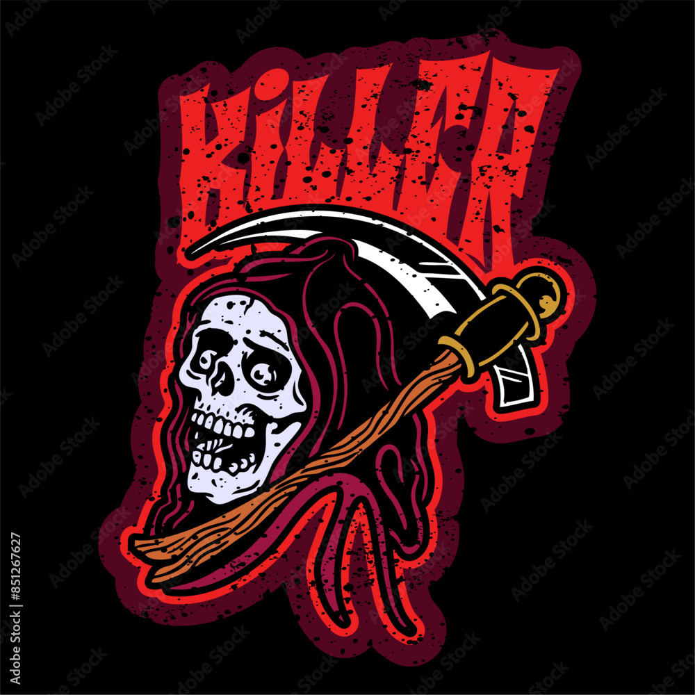 vector illustration tracing artwork of a grim reaper death calling ...