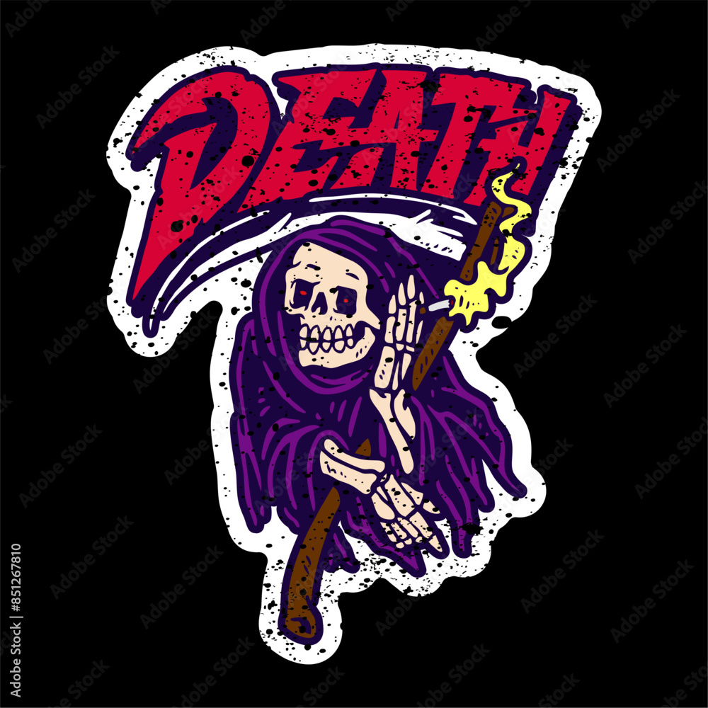 vector illustration tracing artwork of a grim reaper death calling ...