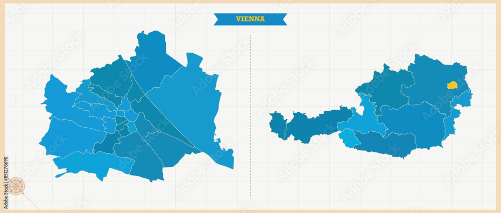 Vetor de A Map highlighting Vienna in the Austria Map, Vienna and ...