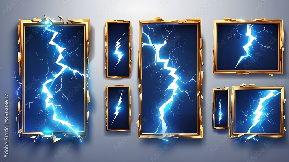 Lightning frames are square and rectangular forms with blue electric ...