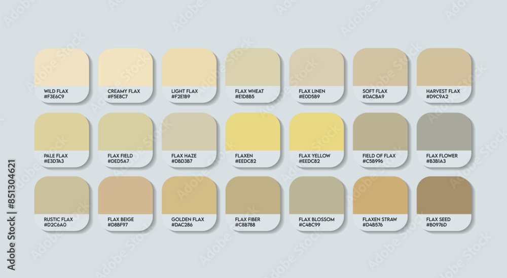 Vetor de Flax Color Palette, Flax Color Guide Palette with Color Names ...