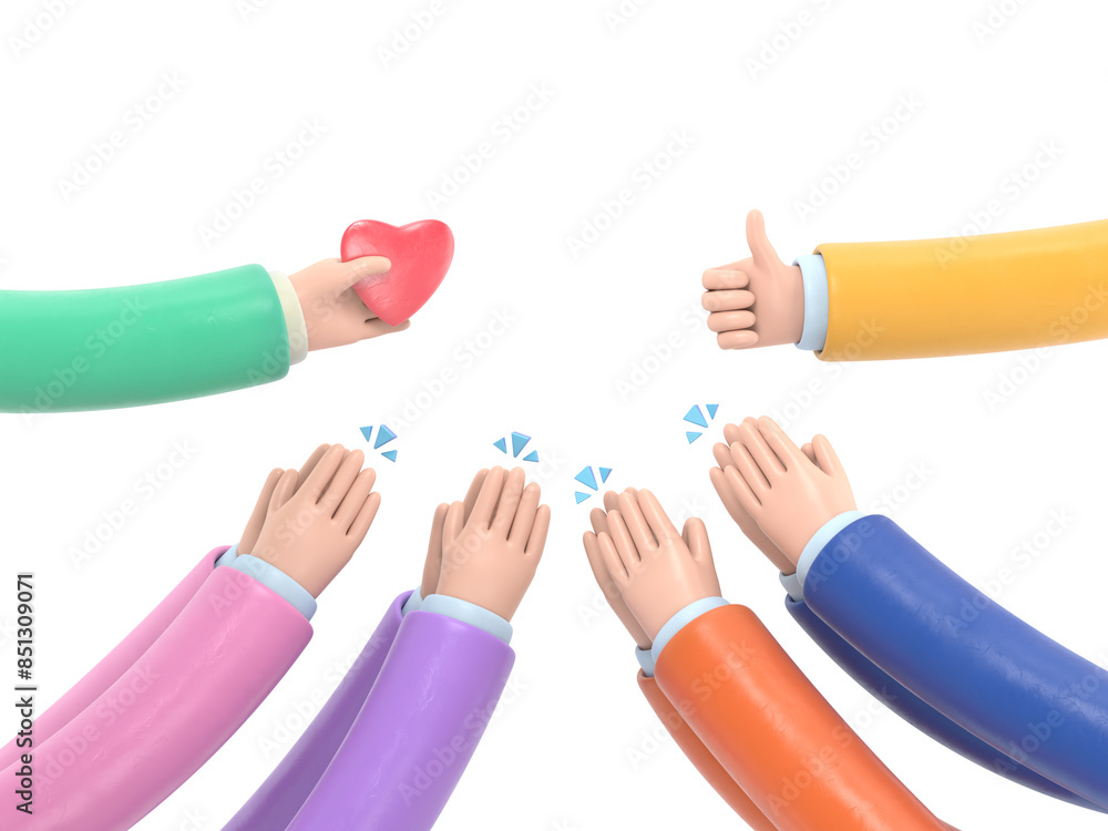 Transparent Backgrounds Mock-up.Set of people hands clapping, giving ...