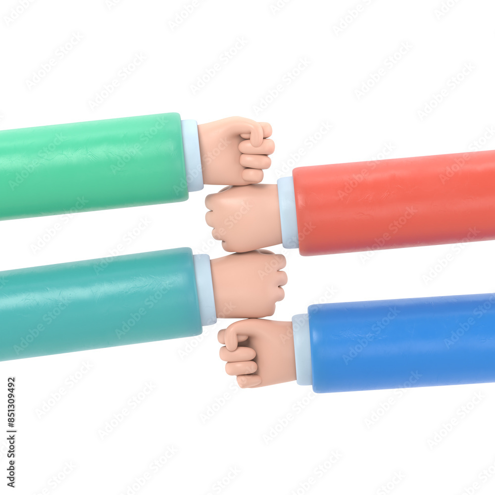 Transparent Backgrounds Mock-up.Three human join hands together ...