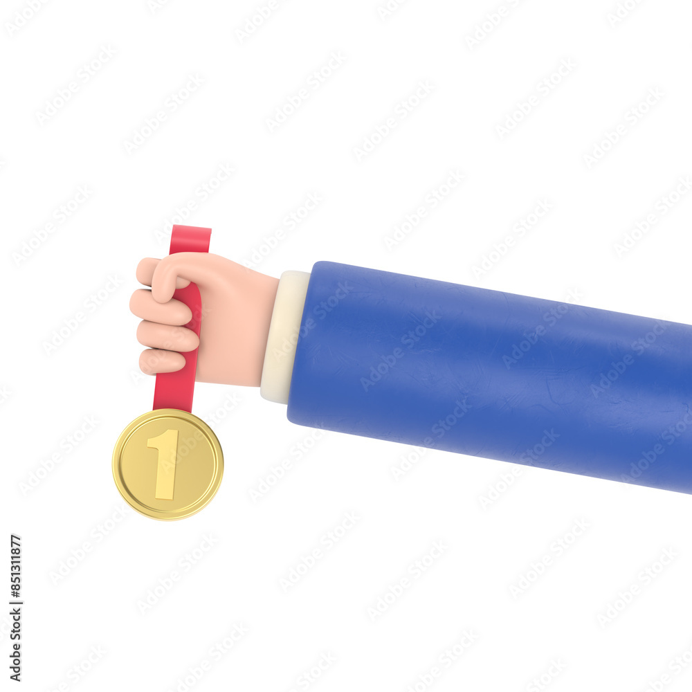 Transparent Backgrounds Mock-up.Businessman hand holding winner medal ...