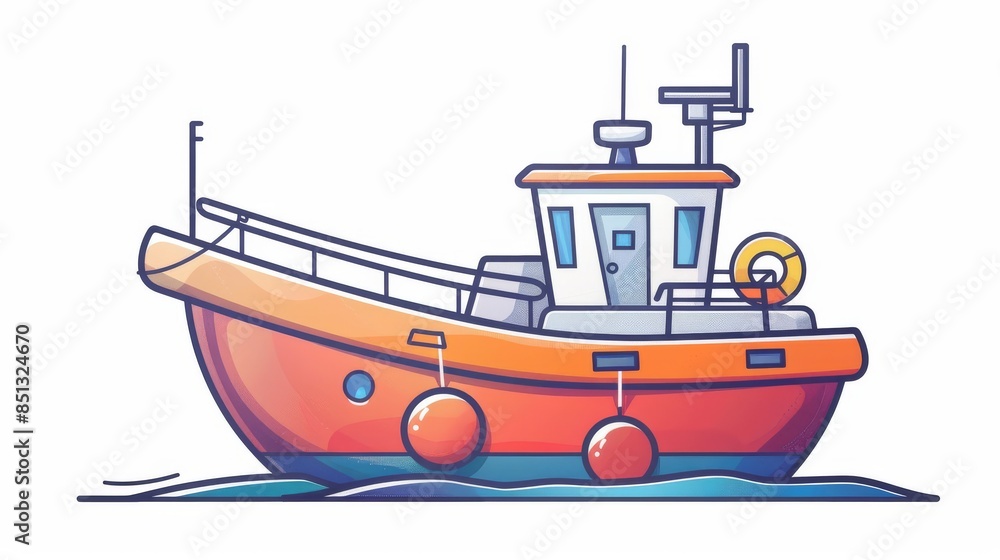 Cute cartoon cargo ship design for t-shirts, icons, logos, labels ...