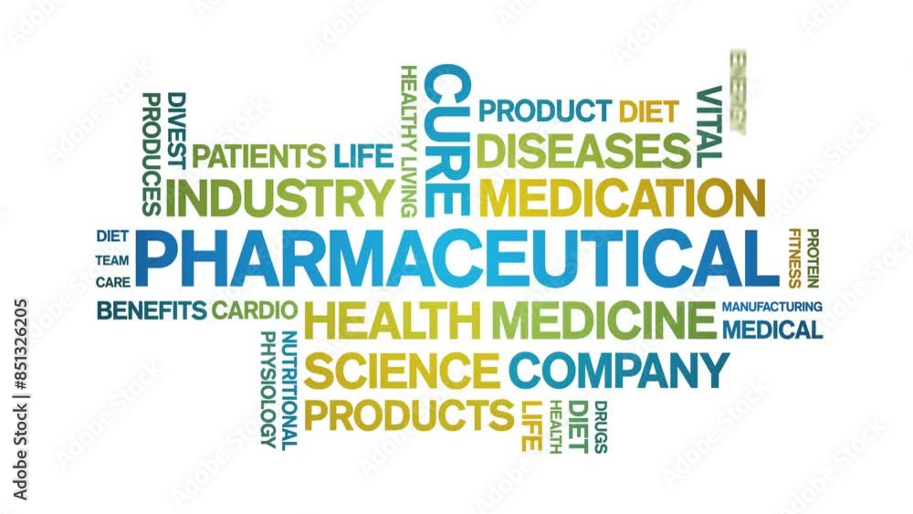 Pharmaceutical animated word cloud;text design animation tag kinetic ...