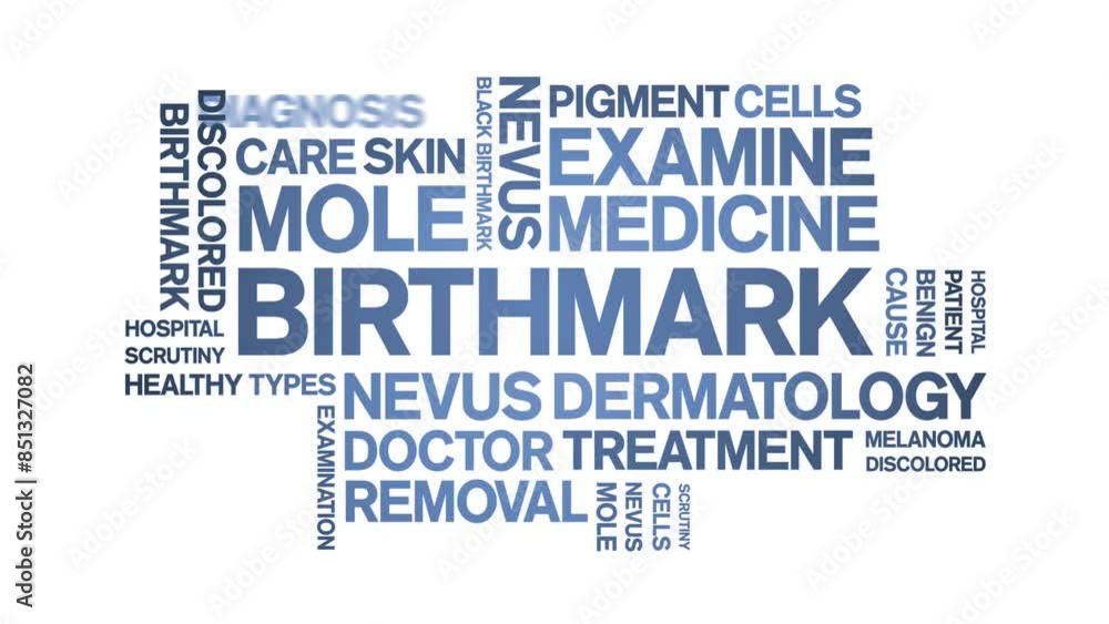 Birthmark animated word cloud;text design animation tag kinetic ...