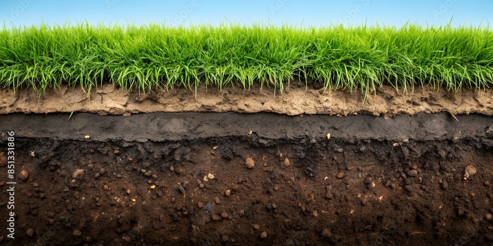 A cross-section of a humus-rich, dark-coloured type of soil shows an ...