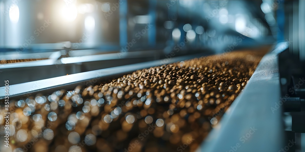 Detailed photo of conveyor belt moving biomass to pyrolysis reactor for ...
