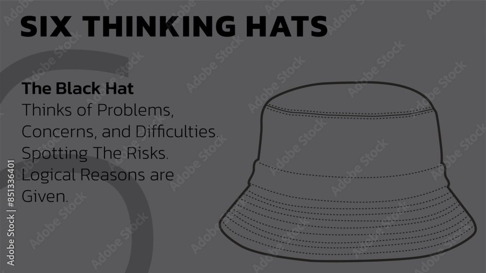 Illustration of The Black Hat. The black hat from Six Thinking Hats ...