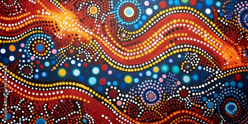 Australian Aboriginal art featuring dot painting techniques in abstract ...
