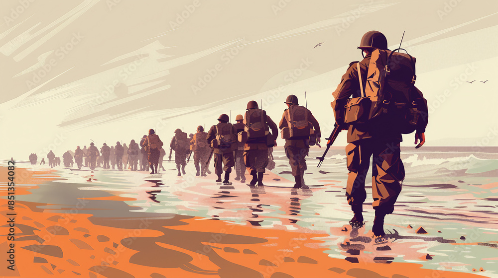 D-Day Normandy Landings Memorial Banner with Vector Illustration for ...