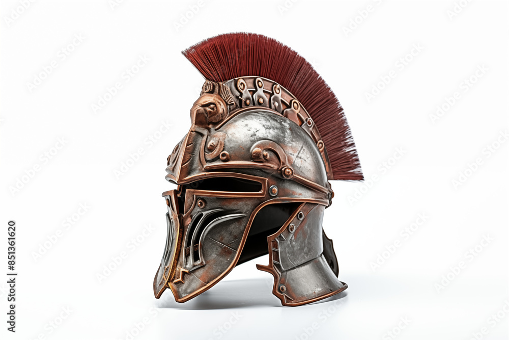 Helmet ancient Roman soldier on a white background. Topics related to ...