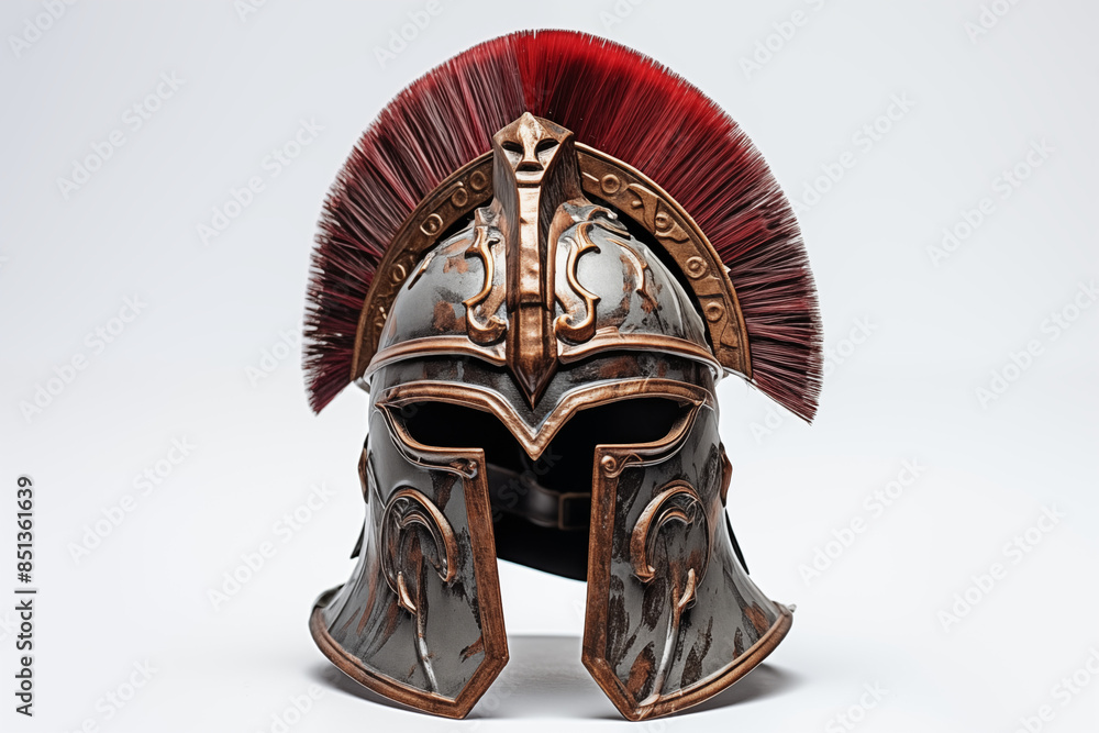 Helmet ancient Roman soldier on a white background. Topics related to ...