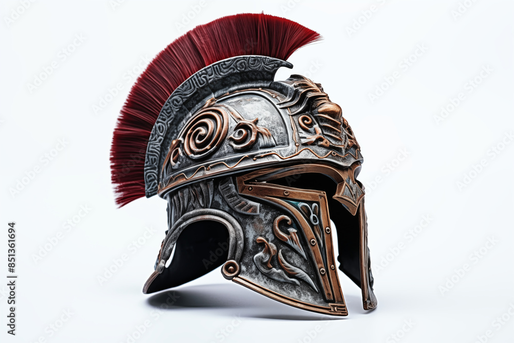 Helmet ancient Roman soldier on a white background. Topics related to ...