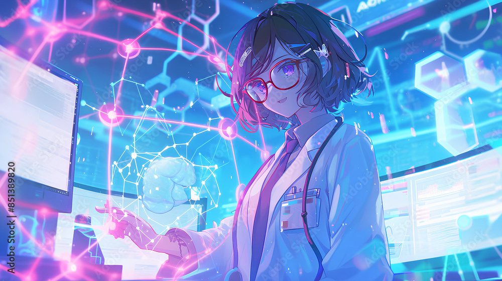 professional girl doctor cool and simple background Stock Illustration ...