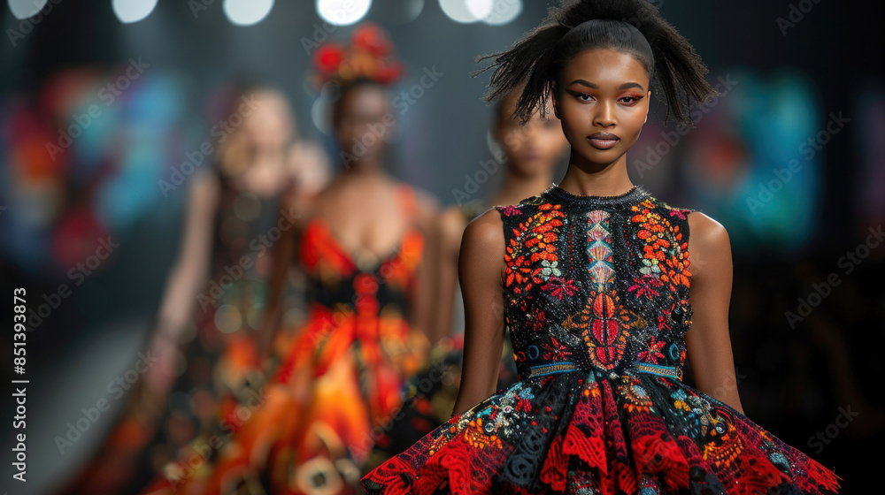 Fashion Show on the runway, models showcasing the latest designs with ...