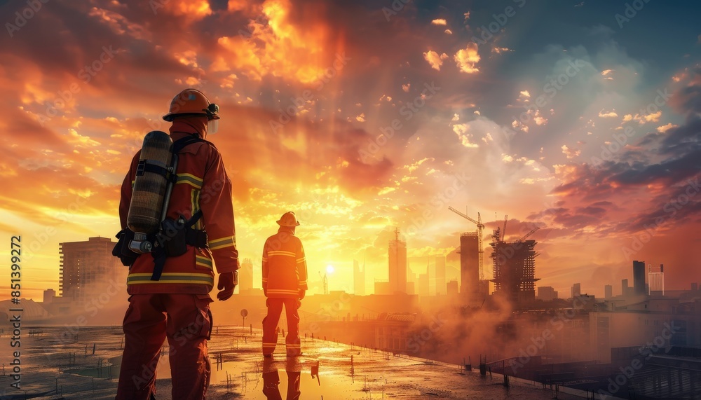 A group of firefighters standing back a looking at it group firefighter ...