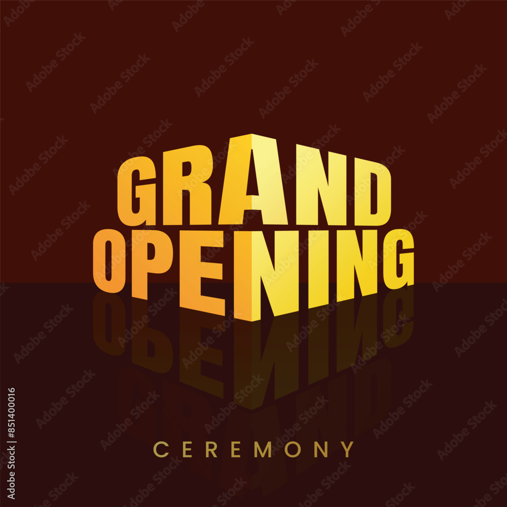 Grand Opening 3D gold typography template design. Grand opening poster ...