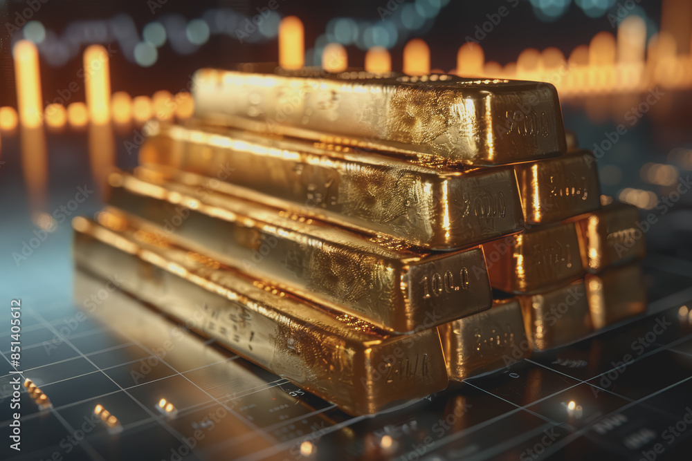 Gold bars stack on rate product life cycle stages with graphical data ...