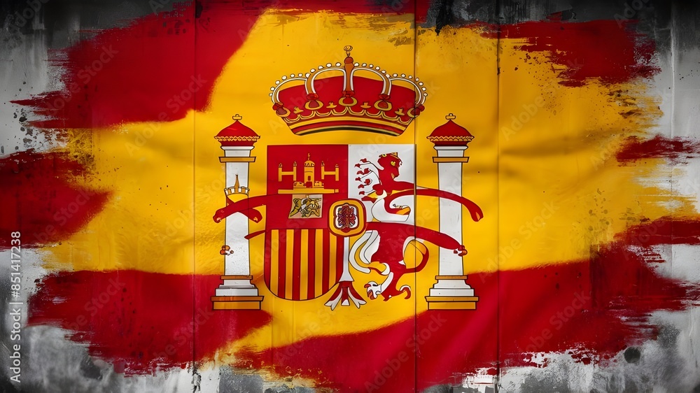Spain flag sprayed on the wall, murales, graffiti, street art Stock ...