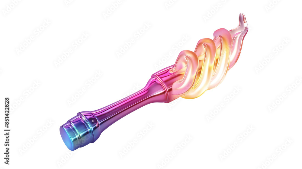 Vibrant 3D render of a futuristic magic wand with glowing spiral design ...