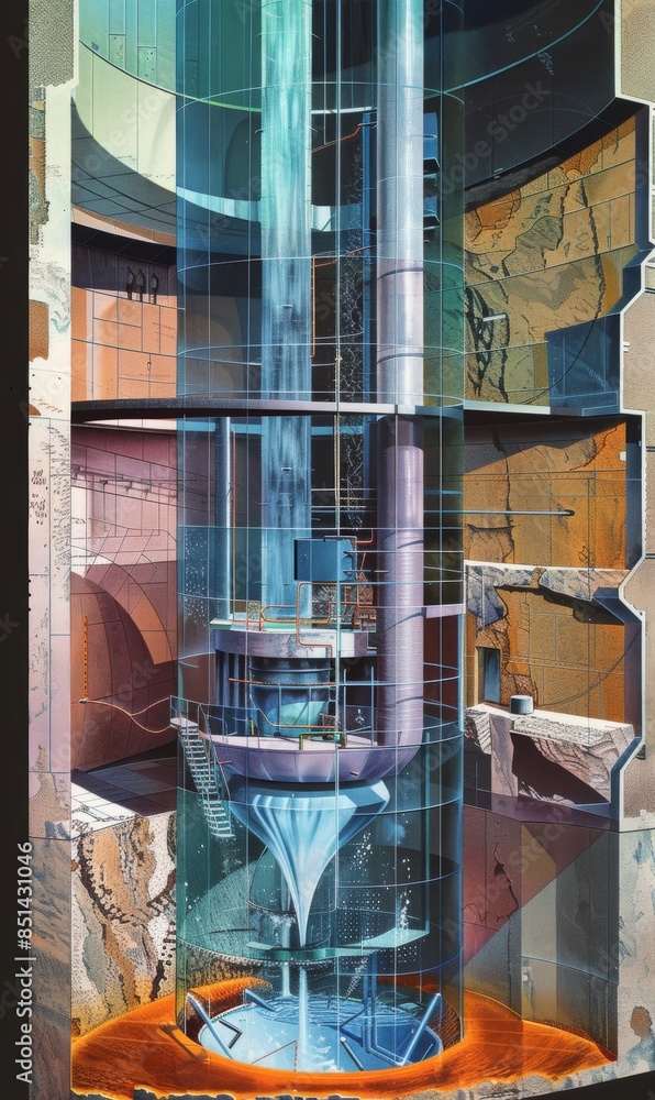 Cross-section view illustrating the flow of energy through a nuclear ...