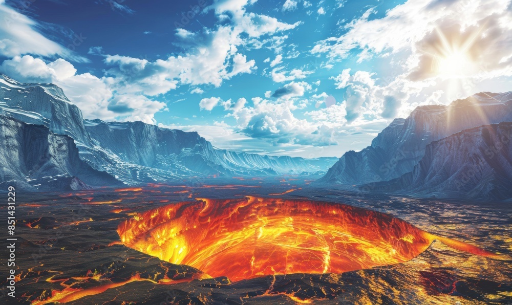 Conceptual visualization of geothermal energy flowing from the Earth's ...