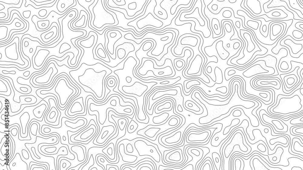 Gray outline topographic contour map abstract tech motion graphic ...