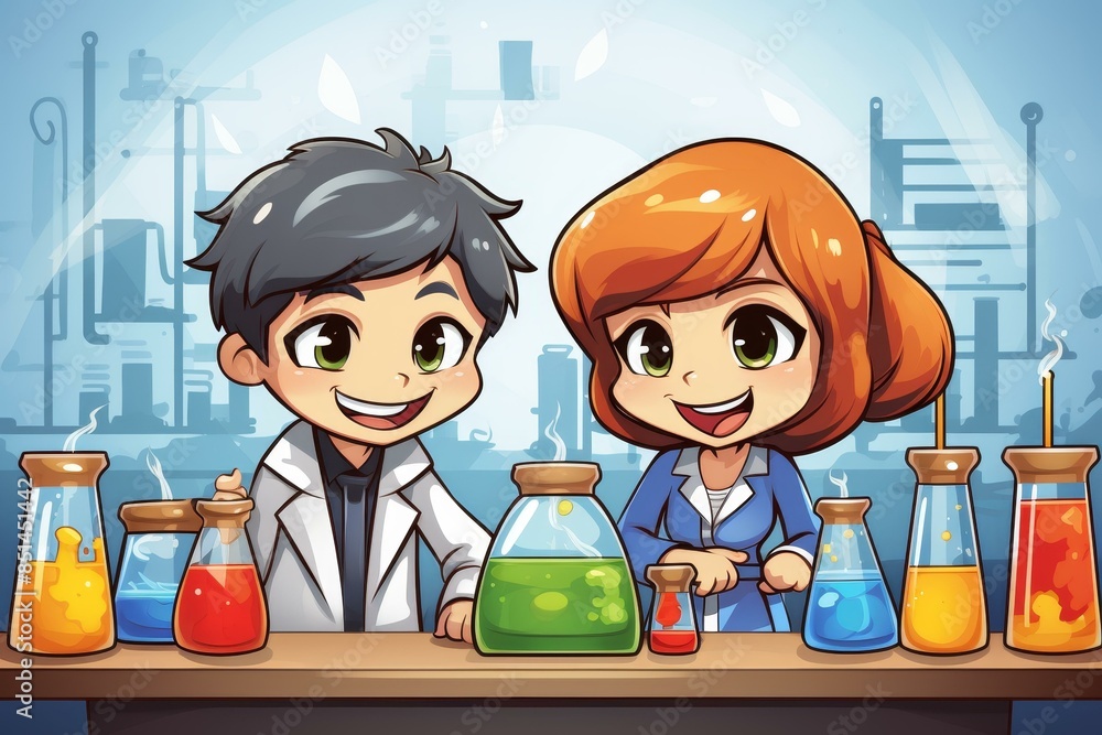 Celebrate National Science Day with cute cartoon kids conducting ...