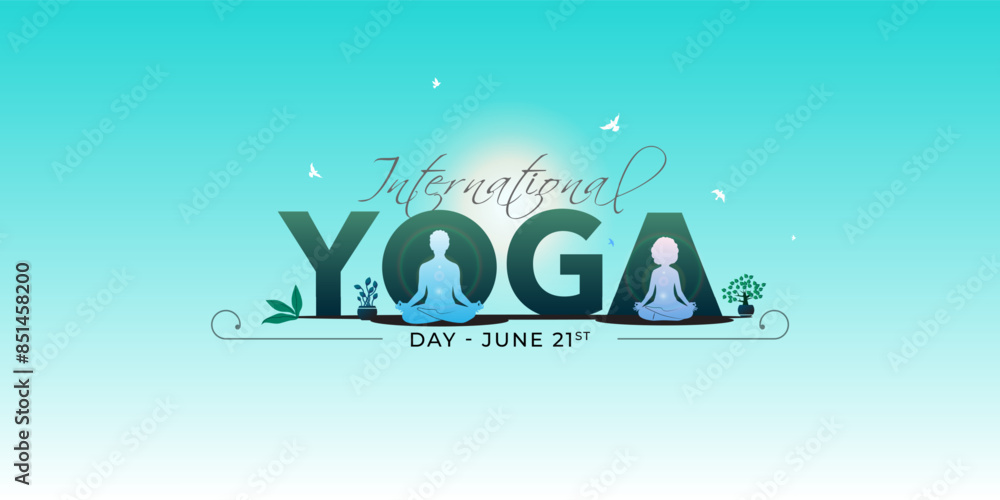 Yoga Day greeting theme. International day of yoga June 21st ...