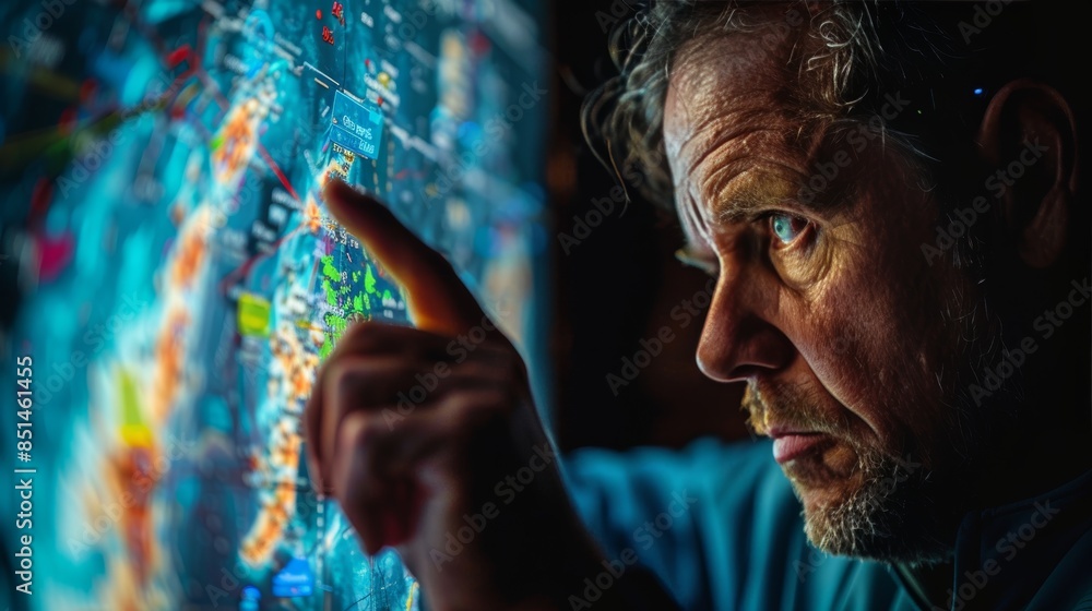 Foto de A meteorologist pointing at a weather map showing incoming ...