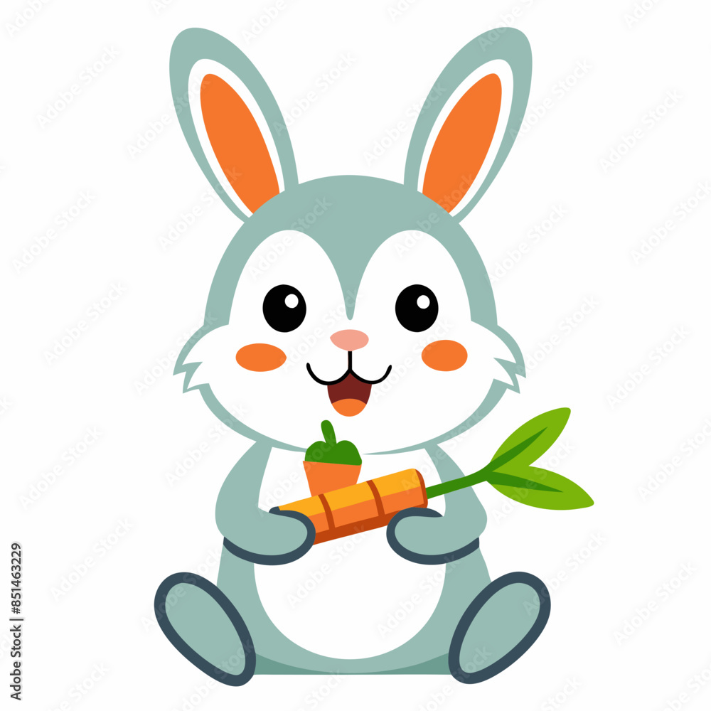 Cute Rabbit Eating Carrot vector svg Stock Vector | Adobe Stock