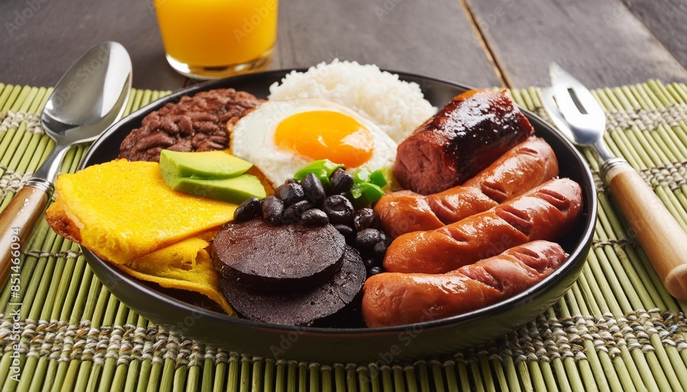 Bandeja paisa, typical dish at the Antioqueña region of Colombia. It ...