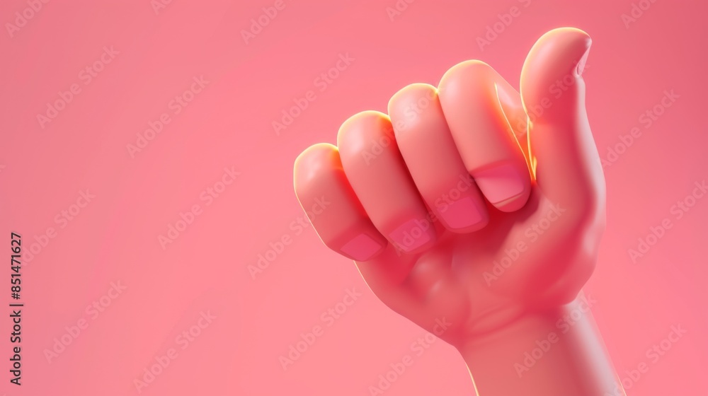 Cartoon 3d hand thumb up, like symbol. Good feedback, positivity ...