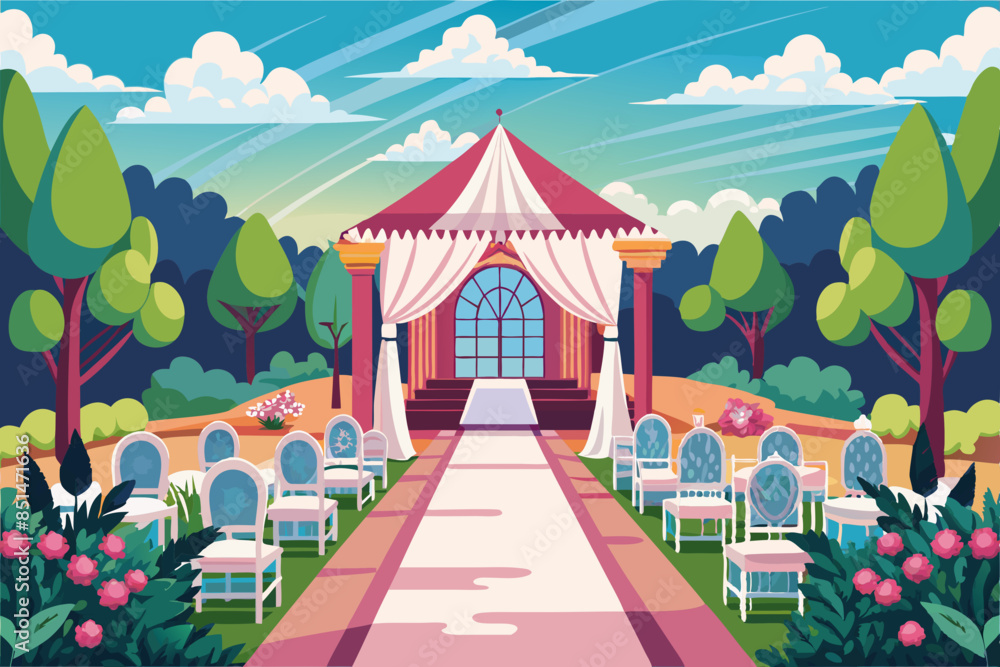 vector illustration of wedding venue background scene Stock Vector ...