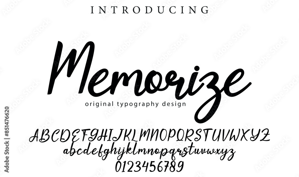 Memorize Font Stylish brush painted an uppercase vector letters ...