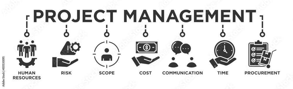 Project management banner web icon vector illustration concept with ...
