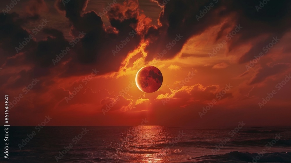 Solar Eclipse, Rare Celestial Event Where The Moon Covers The Sun Stock ...