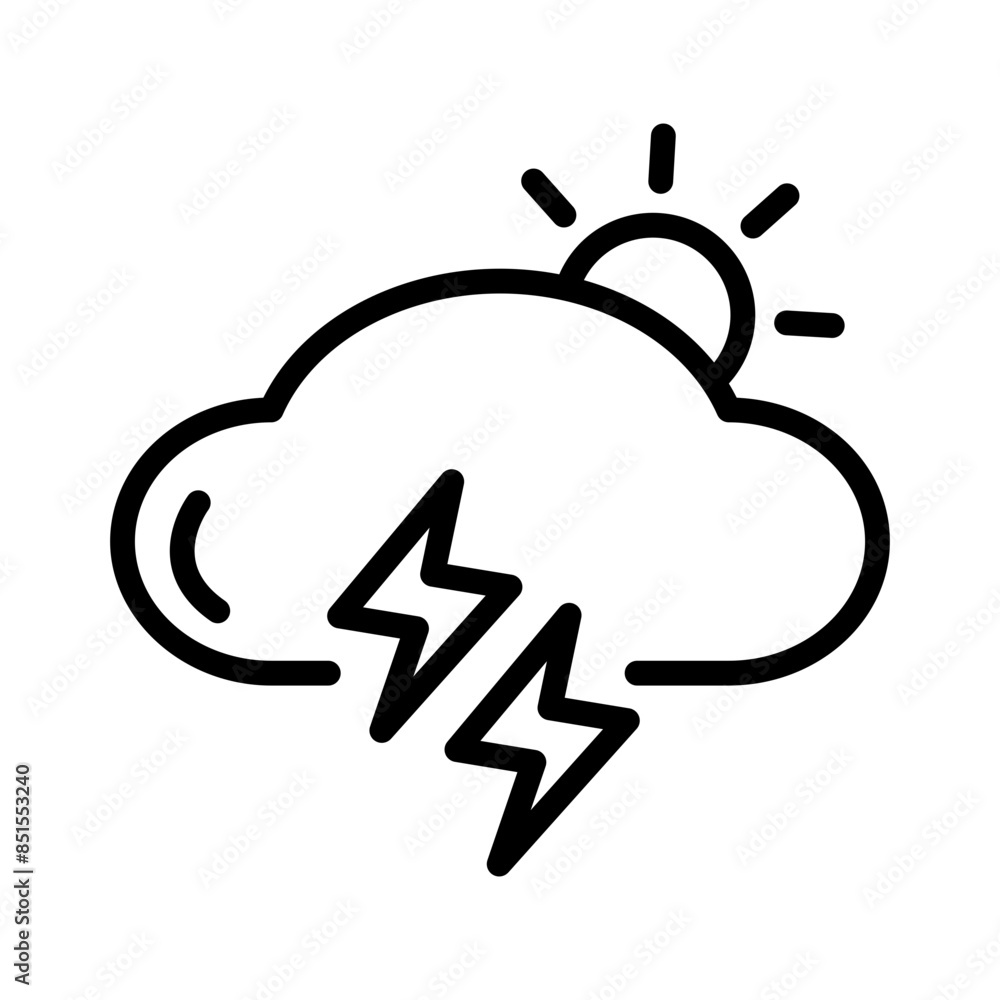 Cloud thunder line icon. Cloud icon. Cloud icon isolated on white ...
