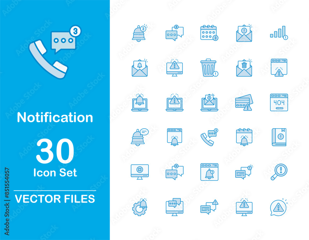 Notification icons set design with white background stock illustration ...