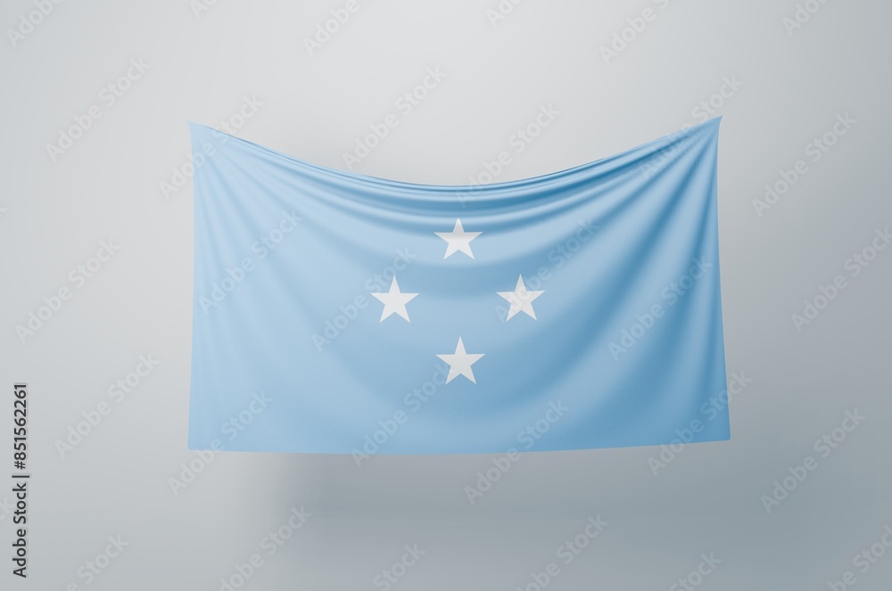 Micronesia National Flag Waving Proudly. 3D Flag Banner Illustration ...