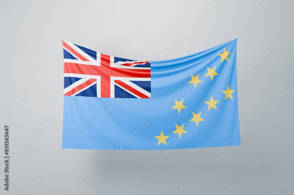 Tuvalu National Flag Waving Proudly. 3D Flag Banner Illustration image ...