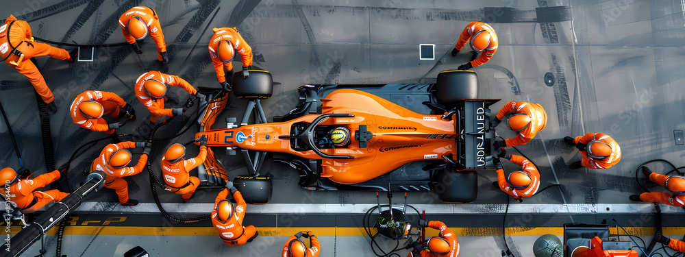 Precision Pit Stop: Formula 1 Team at Work Stock Illustration | Adobe Stock