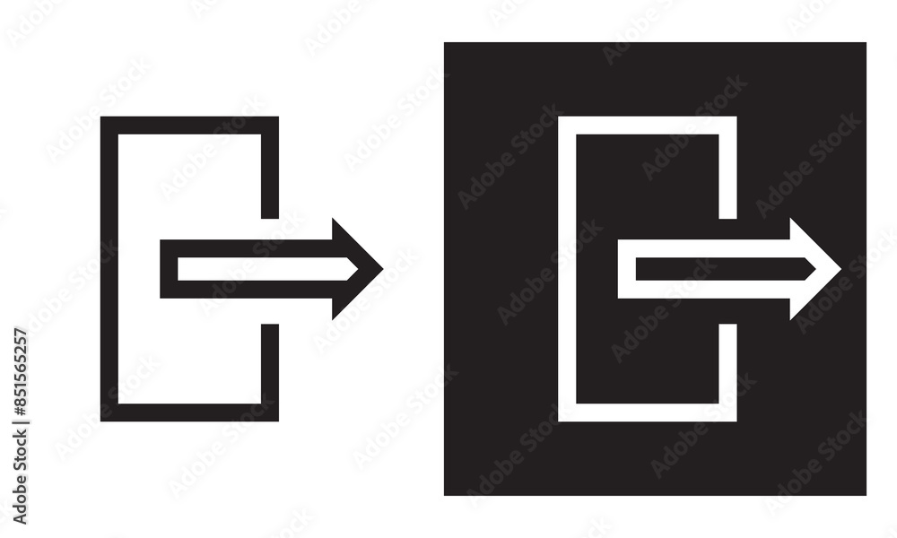 logout icon set. output vector symbol. exit or out sign. leave symbol ...