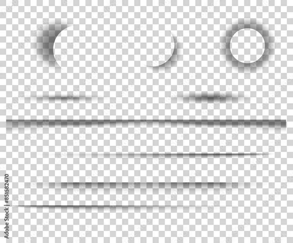 Vector long and circle shadows isolated. Set of shadow effects on a ...