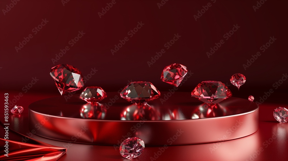 Crystal jewelry gem red product display podium. 3d diamond display ...