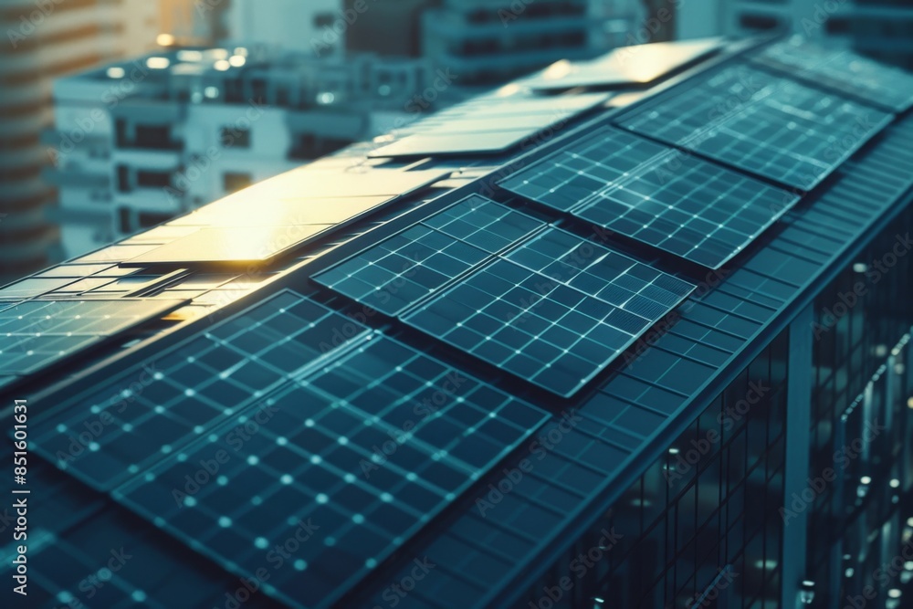 Rooftop Solar Panels in Sunlight: Showcasing Green Energy ...